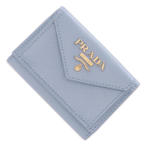 Prada | Bags | Prada Trifold Wallet With Coin Blue Saffiano Metal ...